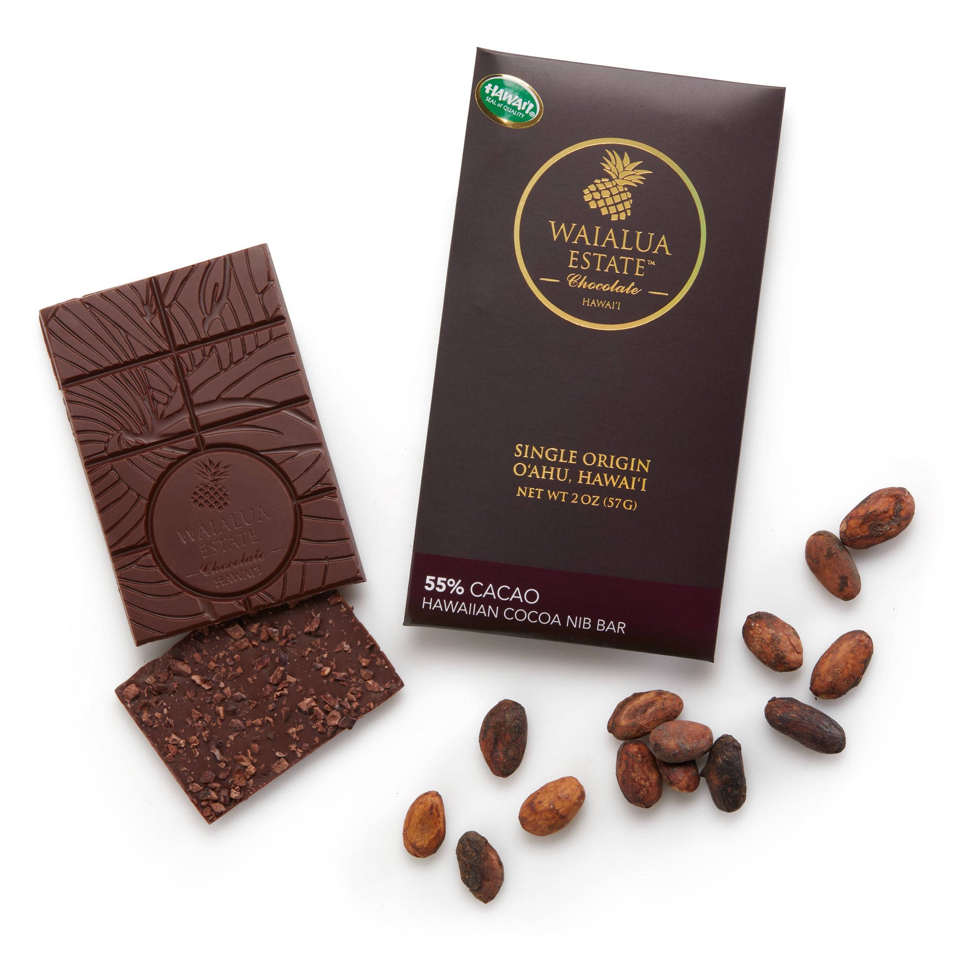 55% Cacao - Hawaiian Cocoa Nib Bar - Set of 6